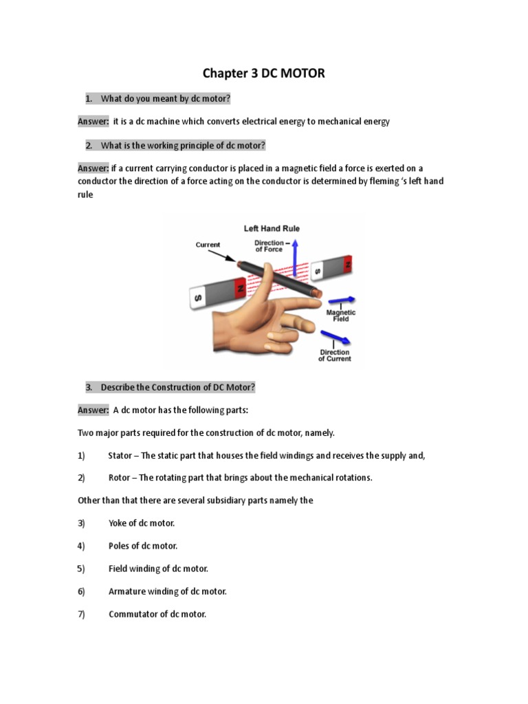 Chapter 3 DC MOTOR | PDF | Electric Motor | Electric Generator