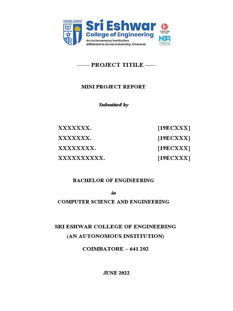 Sample Report - Mini Project | PDF | Information Age | Computer Engineering