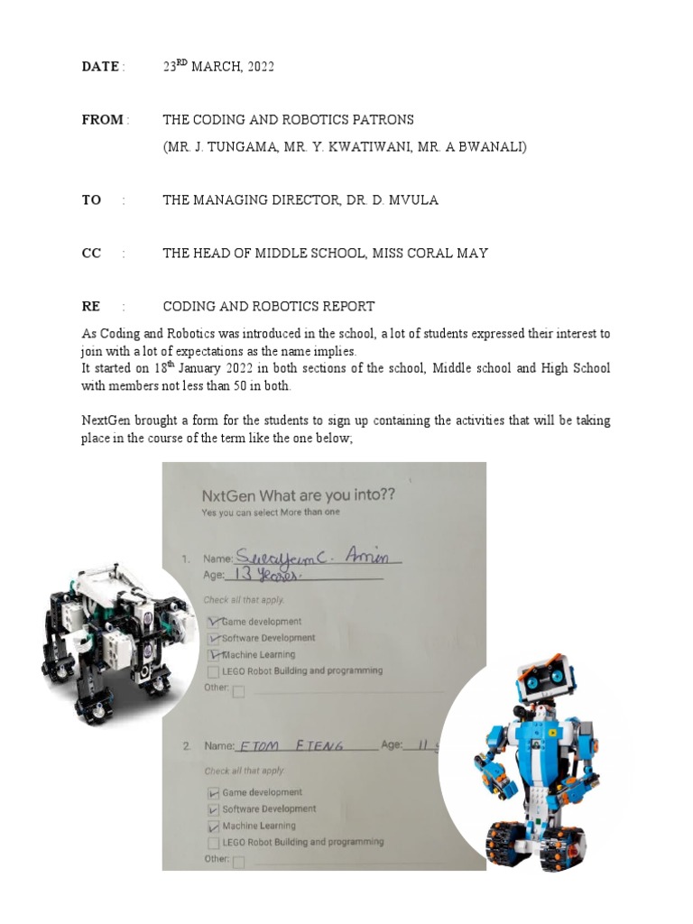 Codinng and Robotics Report | PDF | Robotics | Computer Programming
