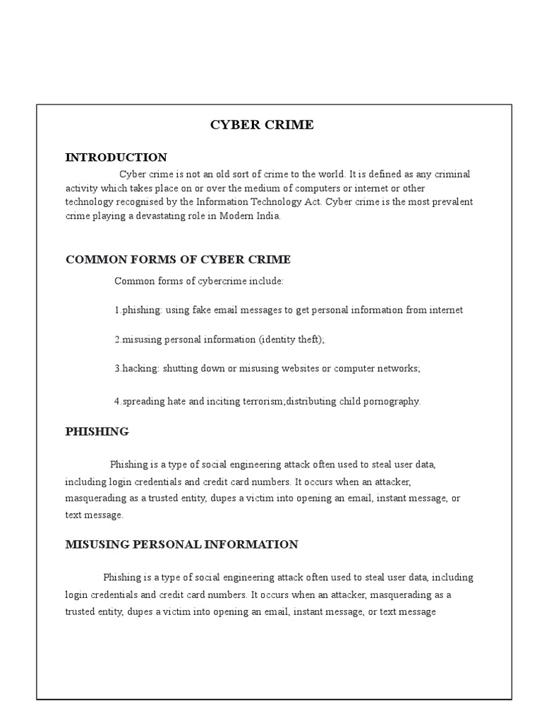 Common Forms of Cyber Crime | PDF | Cybercrime | Phishing