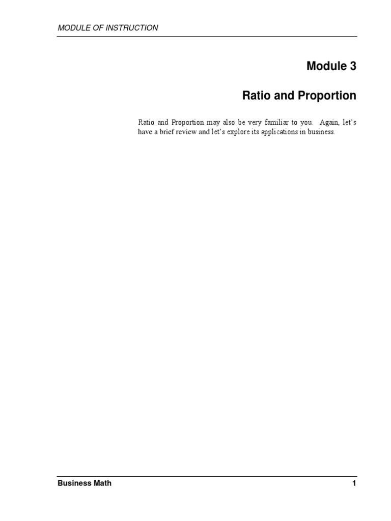 Week 006-007 Module Ratio and Proportion (Part 1 - 2) | PDF | Interest ...