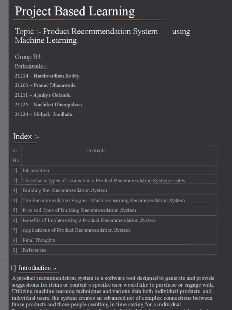 Topic:-Product Recommendation System Using Machine Learning | PDF | E ...