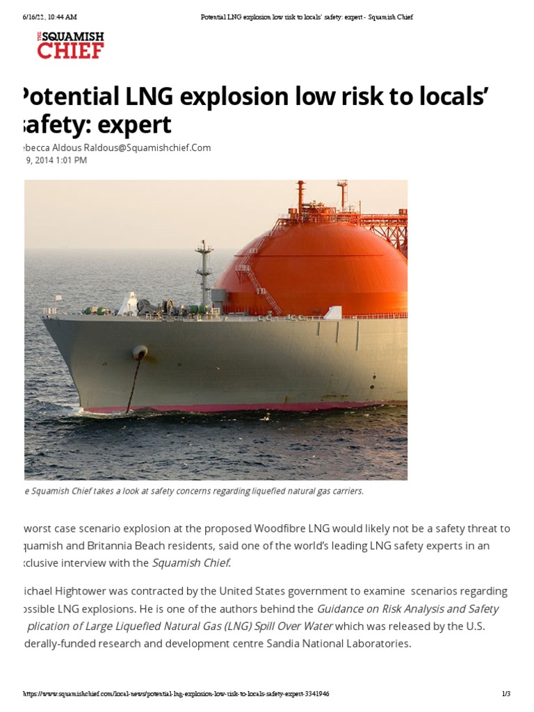 Potential LNG Explosion Low Risk To Locals' Safety - Expert - Squamish ...