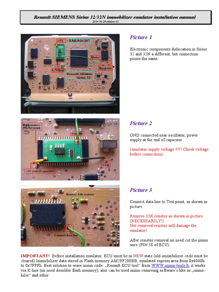 Picture 1: Renault SIEMENS Sirius 32/32N Immobilizer Emulator ...