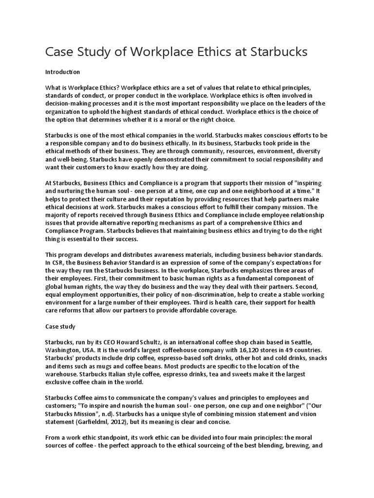 Starbucks Workplace Ethics Case Study | PDF | Starbucks | Coffee