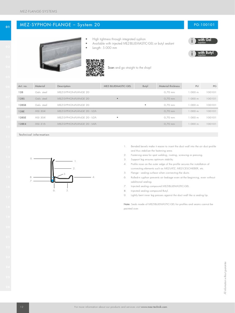 MEZ-SYPHON-FLANGE - System 20 | PDF | Duct (Flow) | Rivet