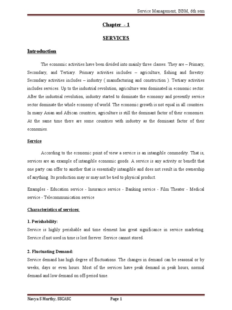 Services Chapter - 1 | PDF | Marketing | Goods