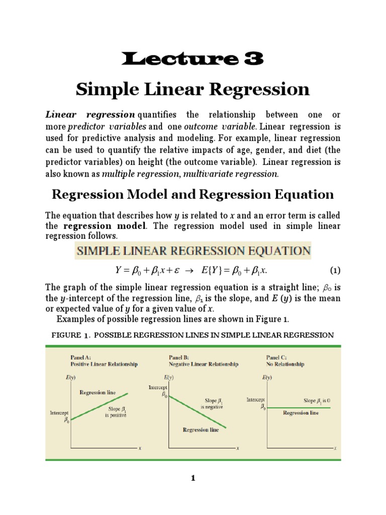 L 3 Material Of Lecture 3 Pdf Regression Analysis Linear Regression 