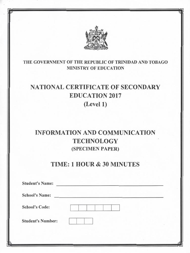 NCSE ICT Specimen Paper 2017 | PDF | Internet | Internet & Web