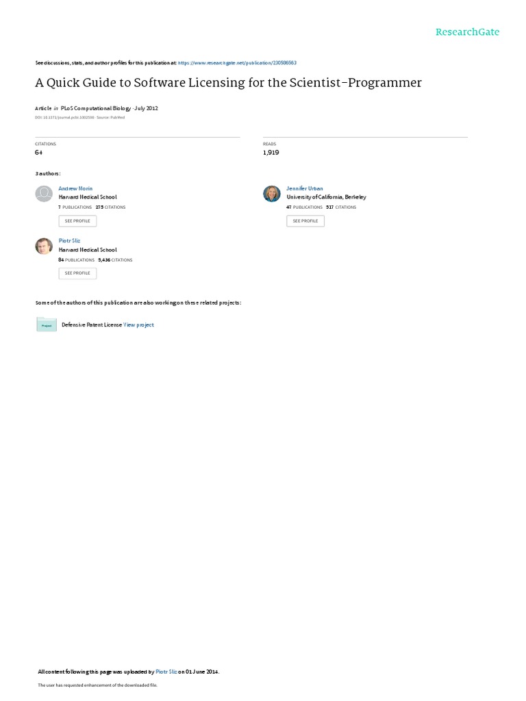 A Quick Guide To Software Licensing For The Scientist-Programmer | PDF | Proprietary Software ...
