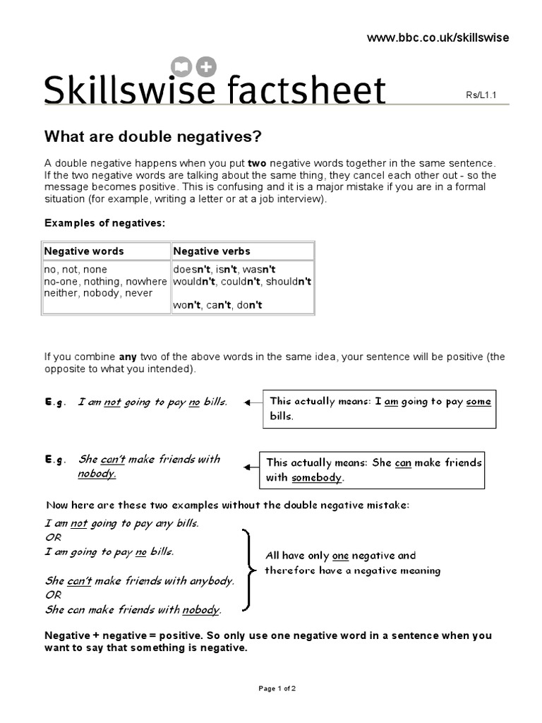 Understanding Double Negatives | PDF