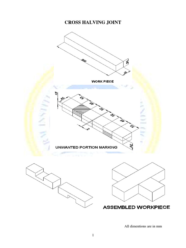 Cross Halving Joint: All Dimentions Are in MM | PDF | Woodworking ...