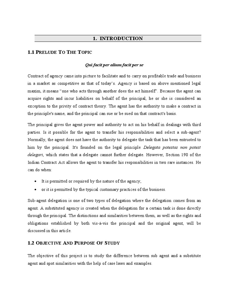 Difference Between Sub Agent and Substitute Agent - Aviral Pathak | PDF ...