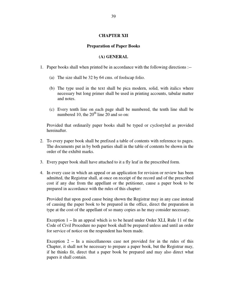 Guidelines for Preparing Paper Books in Court | PDF | Judgment (Law ...