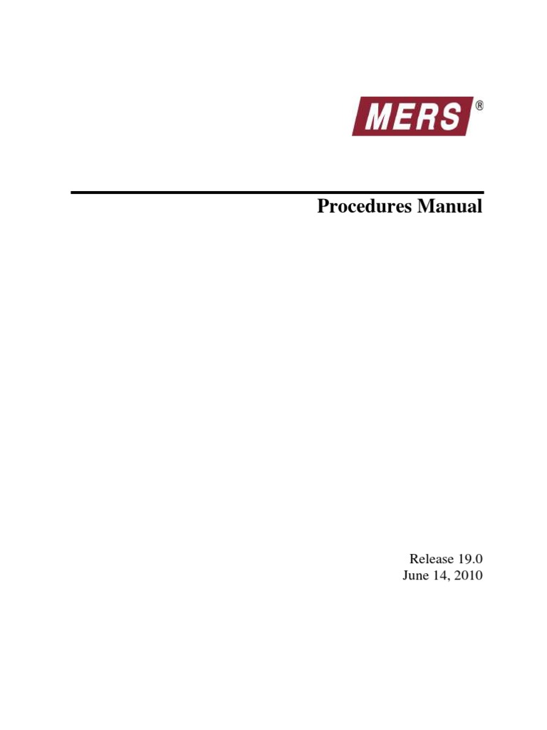 MERS Procedures Rel19 Final | PDF | Business Process | Email