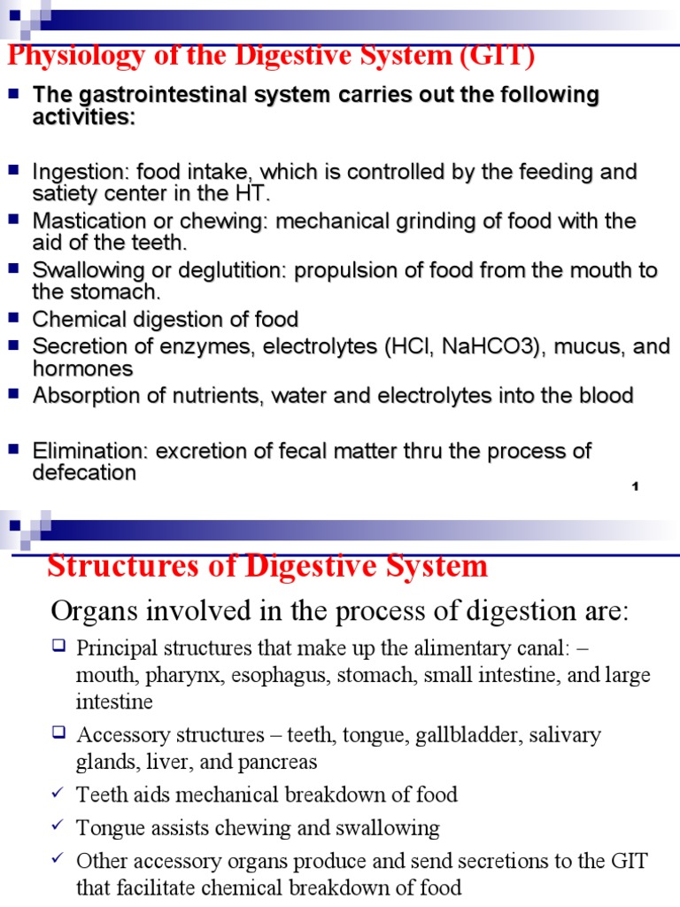 Physiology of The Digestive System (GIT) : The Gastrointestinal System ...