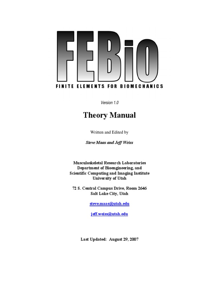 FEBio Theory Manual 1.0 | Download Free PDF | Stress (Mechanics) | Tensor