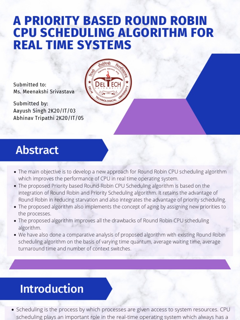 A Priority Based Round Robin Cpu Scheduling Algorithm For Real Time Systems | PDF | Scheduling ...