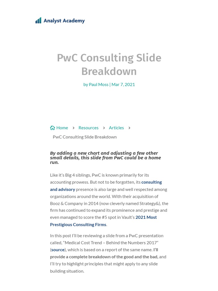 PWC Consulting Slide Breakdown - Analyst Academy | PDF | Patient