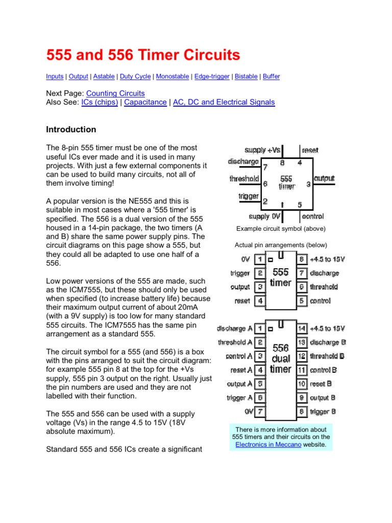 555 and 556 Timer Circuits | Capacitor | Series And Parallel Circuits