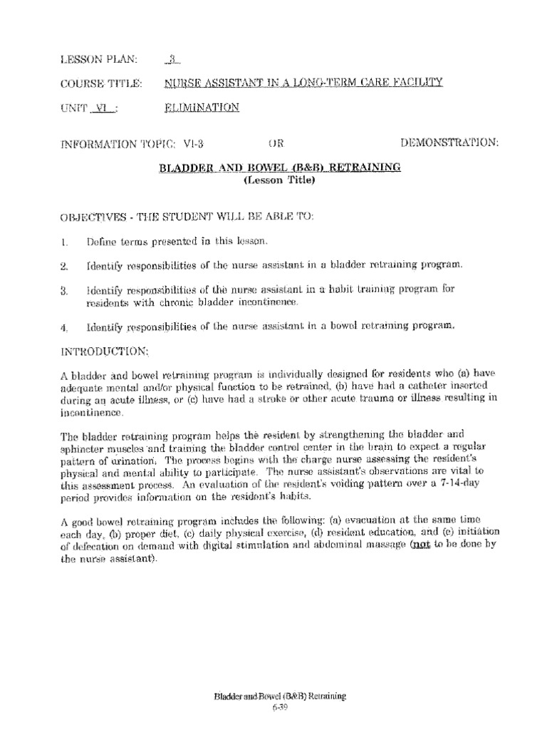 Bowel and Bladder Lesson | PDF