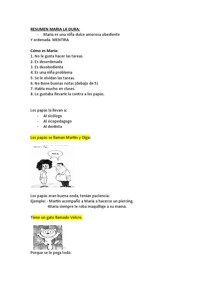 Resumen María La Dura | PDF