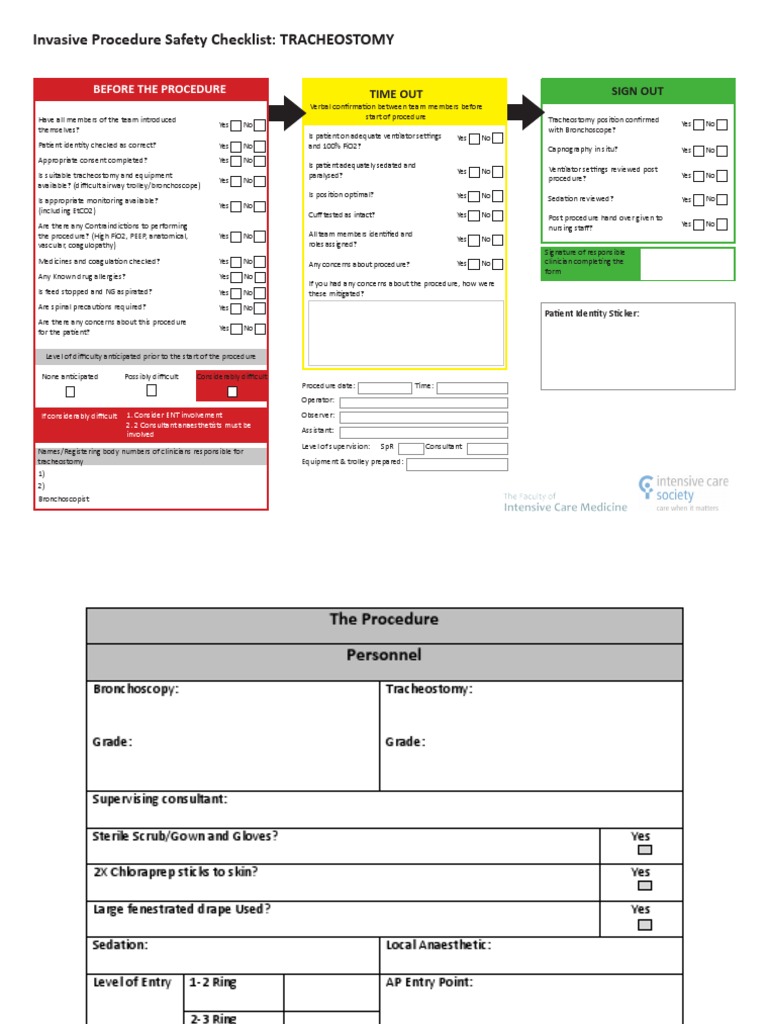 Tracheostomy Consent Checklist | PDF | Surgery | Health Care