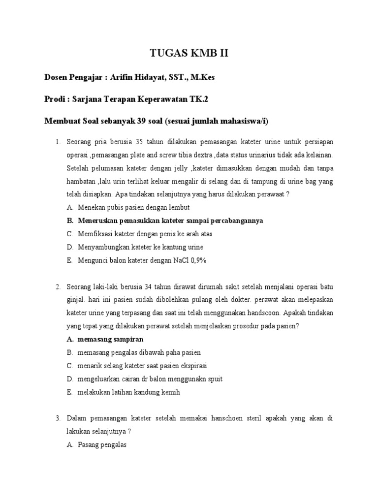 Soal KMB 2 - STR - Kep Tk.2 | PDF