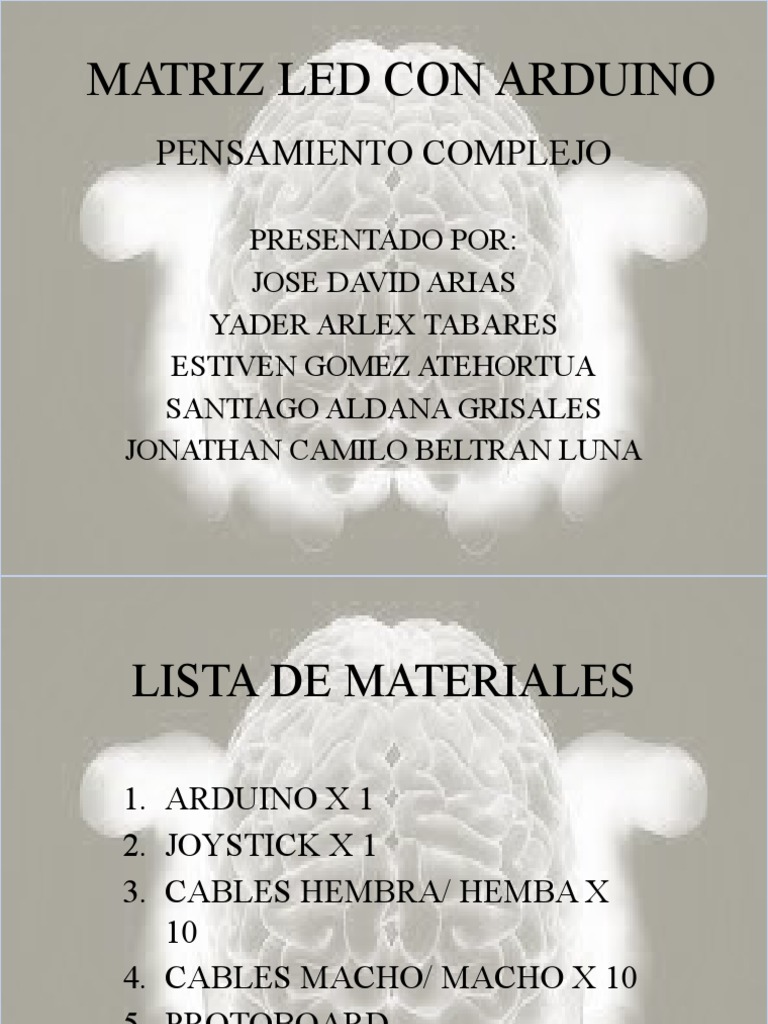 Matriz Led Con Arduino - Proyecto Pensamiento Compejo | PDF | Arduino | Diodo emisor de luz