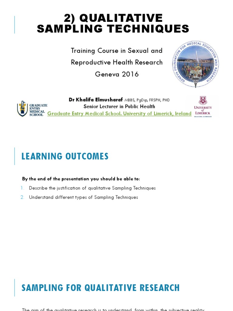 Qualitative Sampling Techniques Elmusharaf 2016 | PDF | Sampling ...