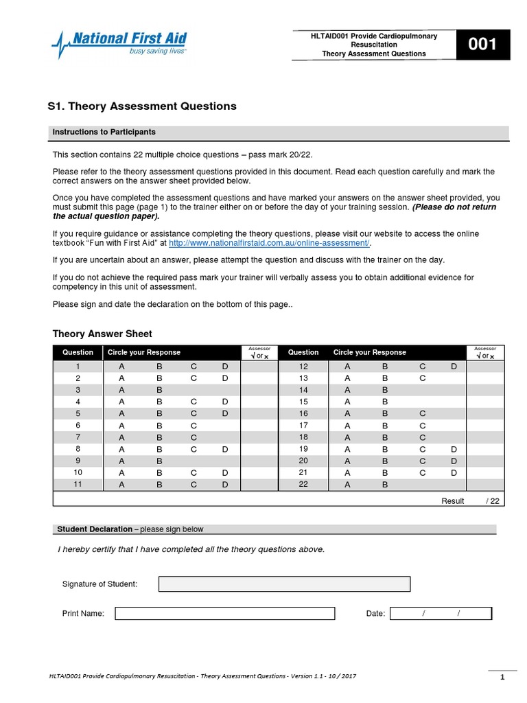 S1. Theory Assessment Questions: Instructions To Participants | PDF ...
