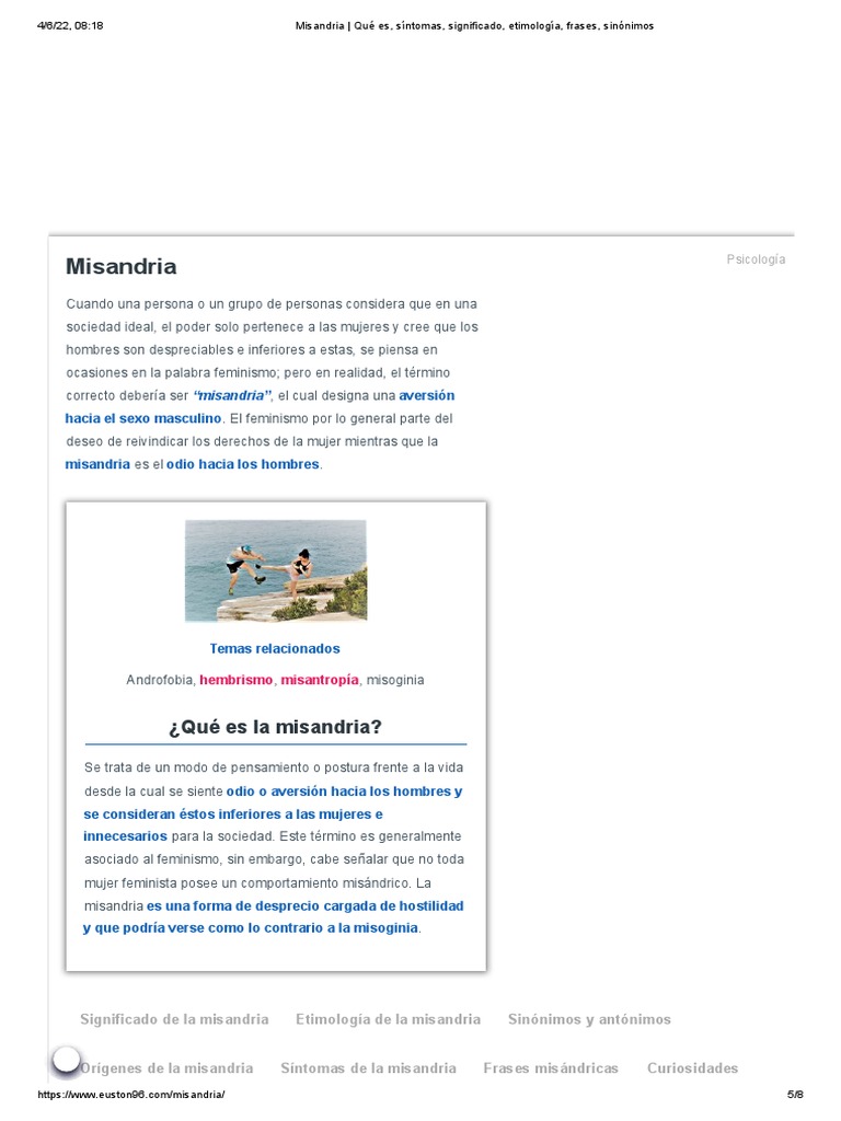 Misandria - Qué Es, Síntomas, Significado, Etimología, Frases ...