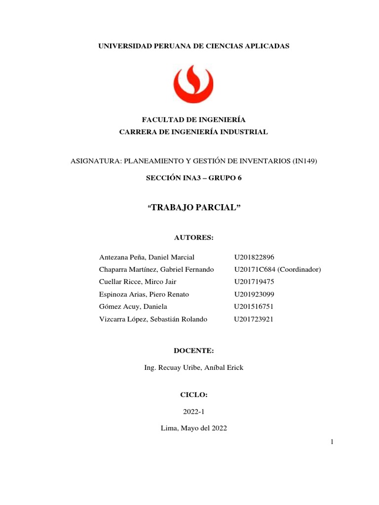 TP Ina3 Grupo6 | PDF | Inventario | Logística