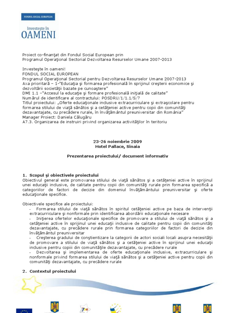 Proiect POSDRU MECTS-1 | PDF