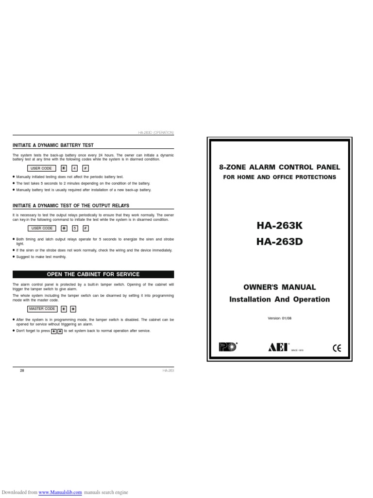 HA-263K HA-263D: 8-Zone Alarm Control Panel | PDF | Alternating Current ...