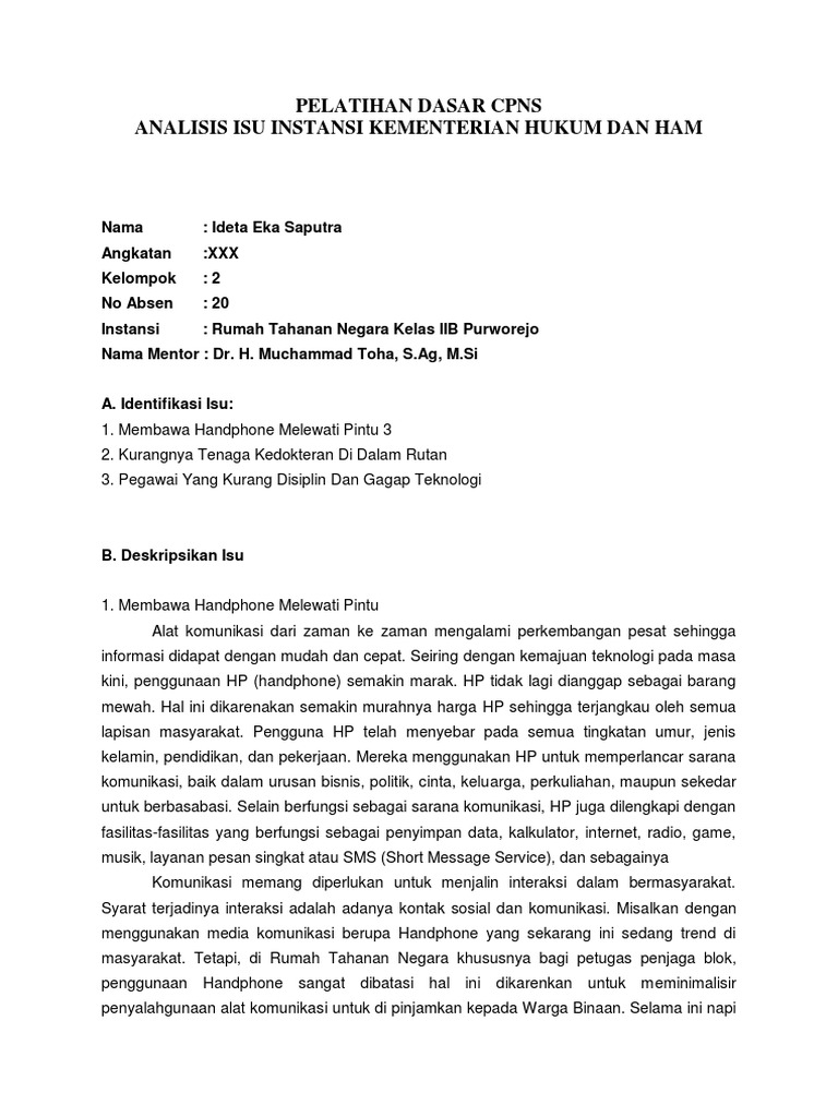 TUGAS INDIVIDU - Analisis Isu Instansi. | PDF