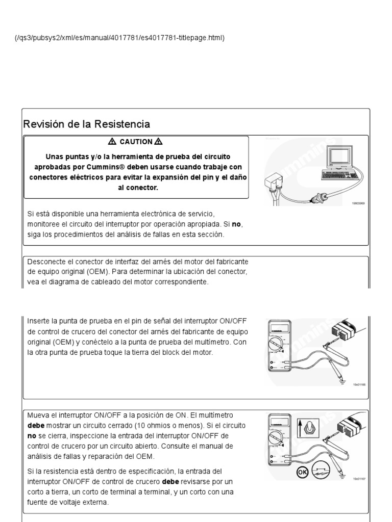 Manual de Servicio Del ISM, ISMe y QSM11 | PDF | Red eléctrica | Resistor