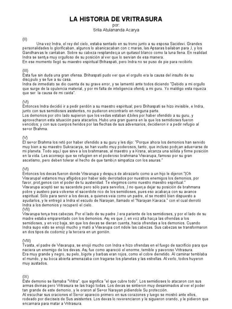 La Historia de Vritrasura | PDF | Demonios | Religión y creencia