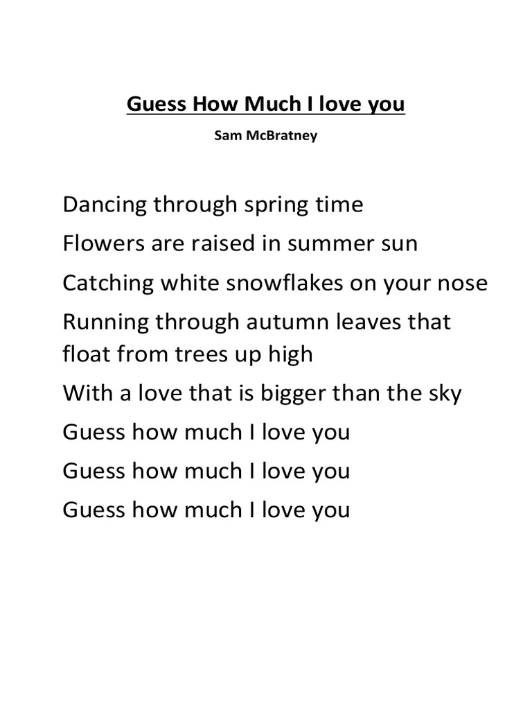 Guess How Much I Love You Poem | PDF