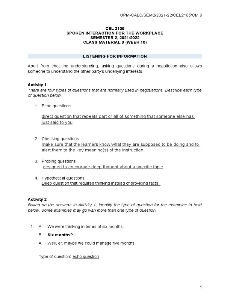 CEL2105 Class Material 9 SEM 2-2021-2022 | PDF | Question | Salary