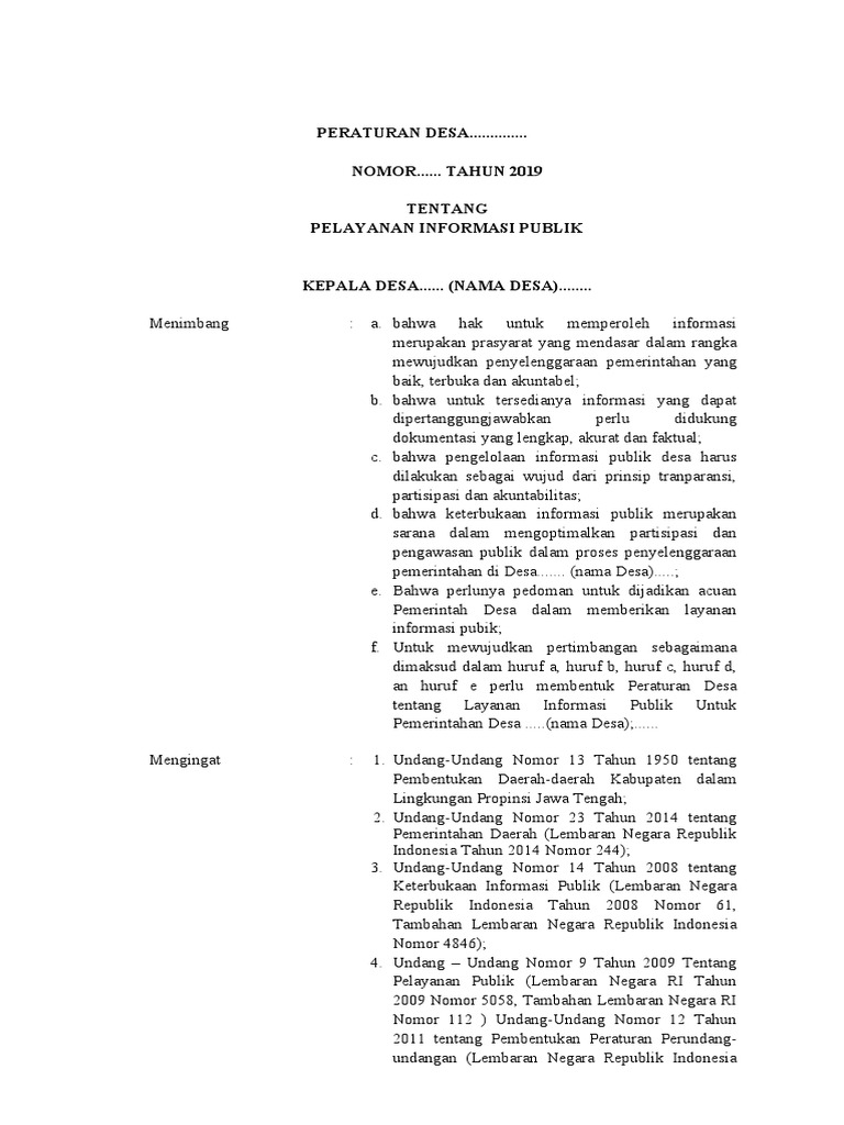 Draft Peraturan Desa | PDF