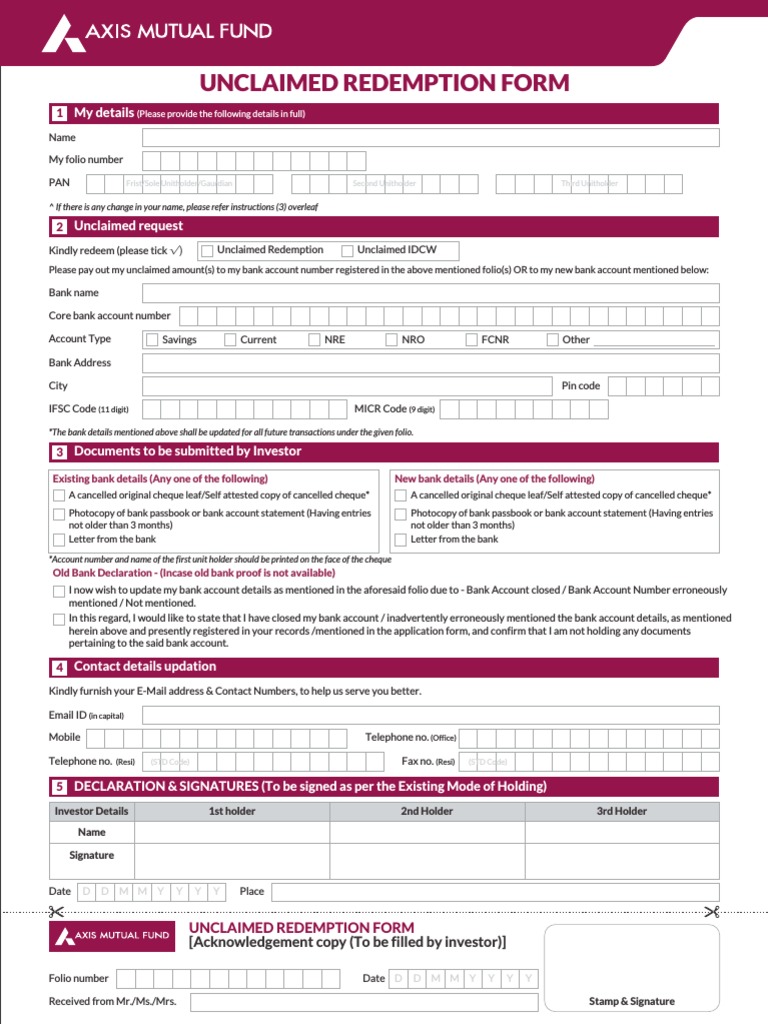 Unclaimed Redemption Form | PDF | Identity Document | Cheque