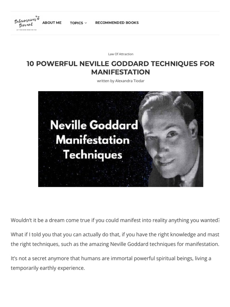 10 Powerful Neville Goddard Techniques For Manifestation | PDF ...