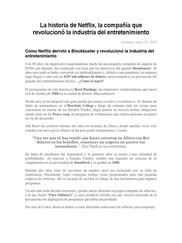 La Historia de Netflix | PDF | Netflix | Streaming Media