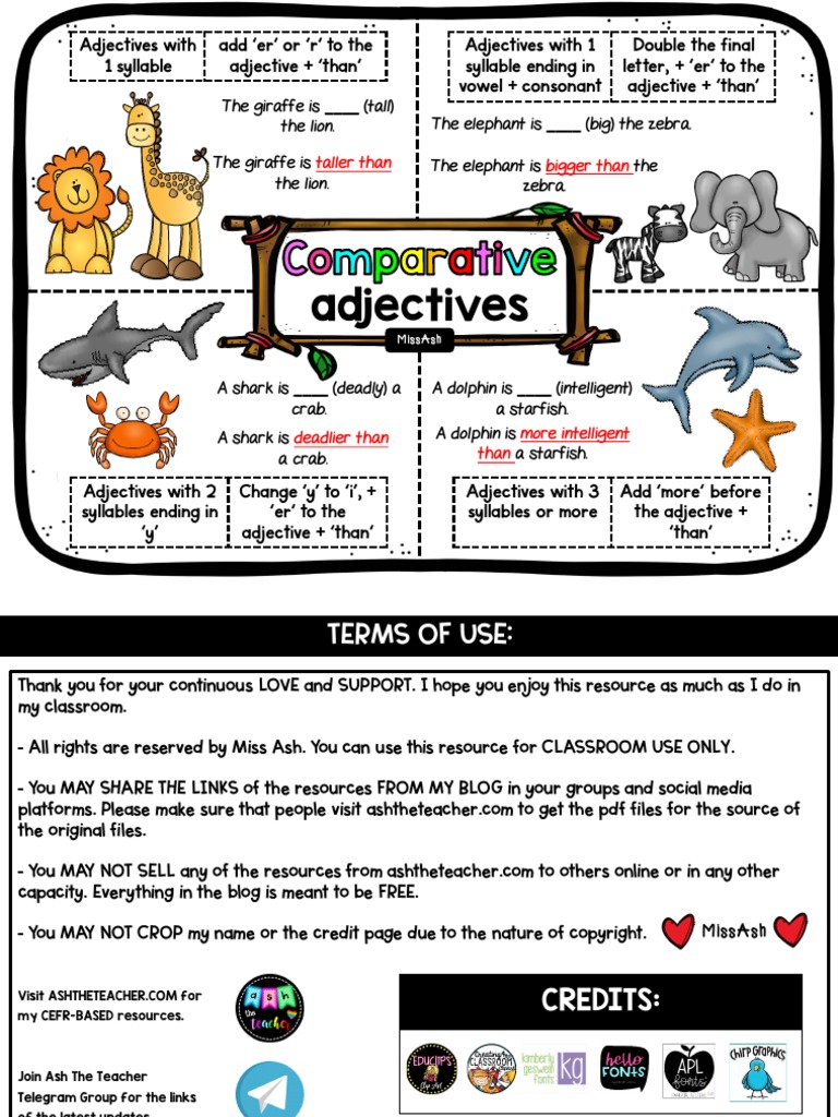 Y5 Comparative Adjectives Poster | PDF