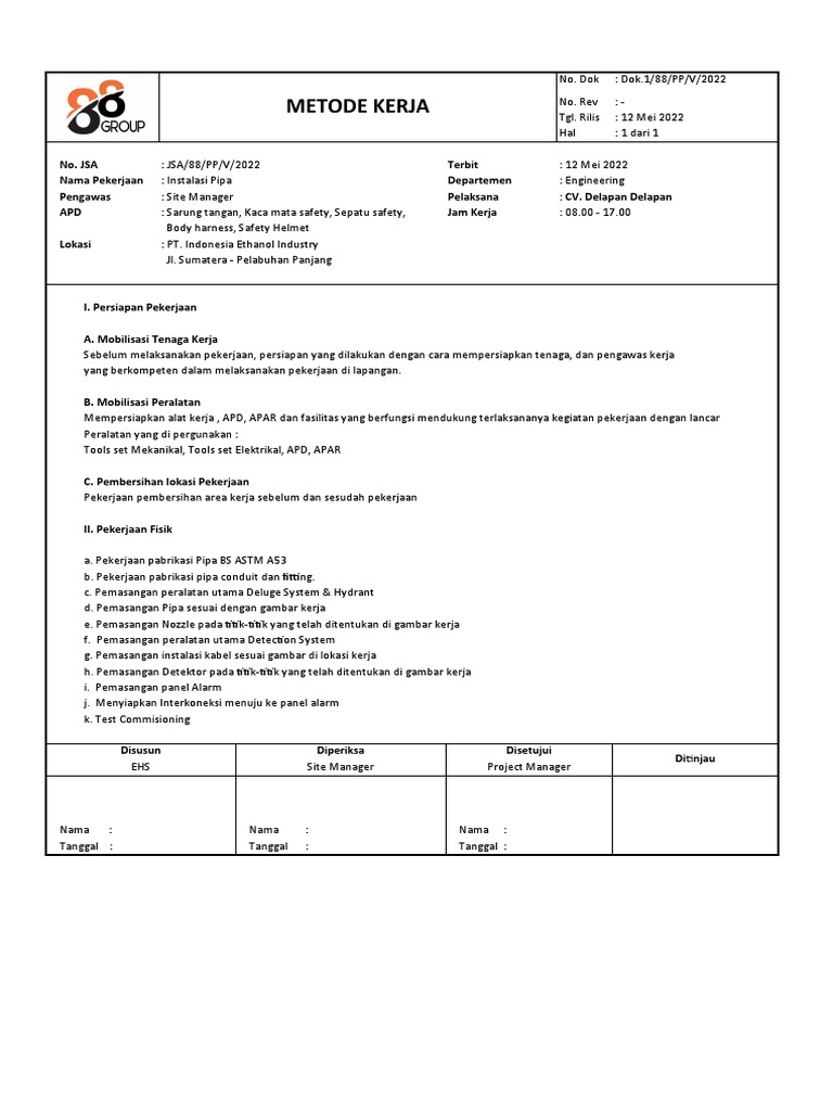 JSA Dan Metode Kerja | PDF