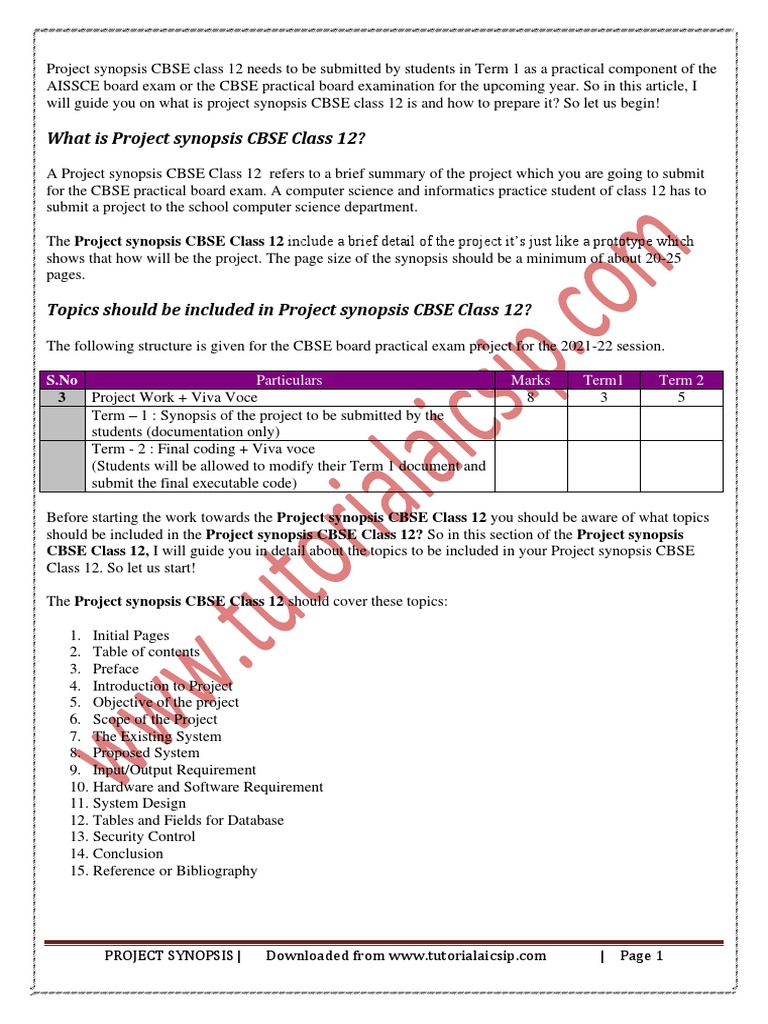 Project Synopsis CBSE Class 12 | PDF | Databases | User (Computing)