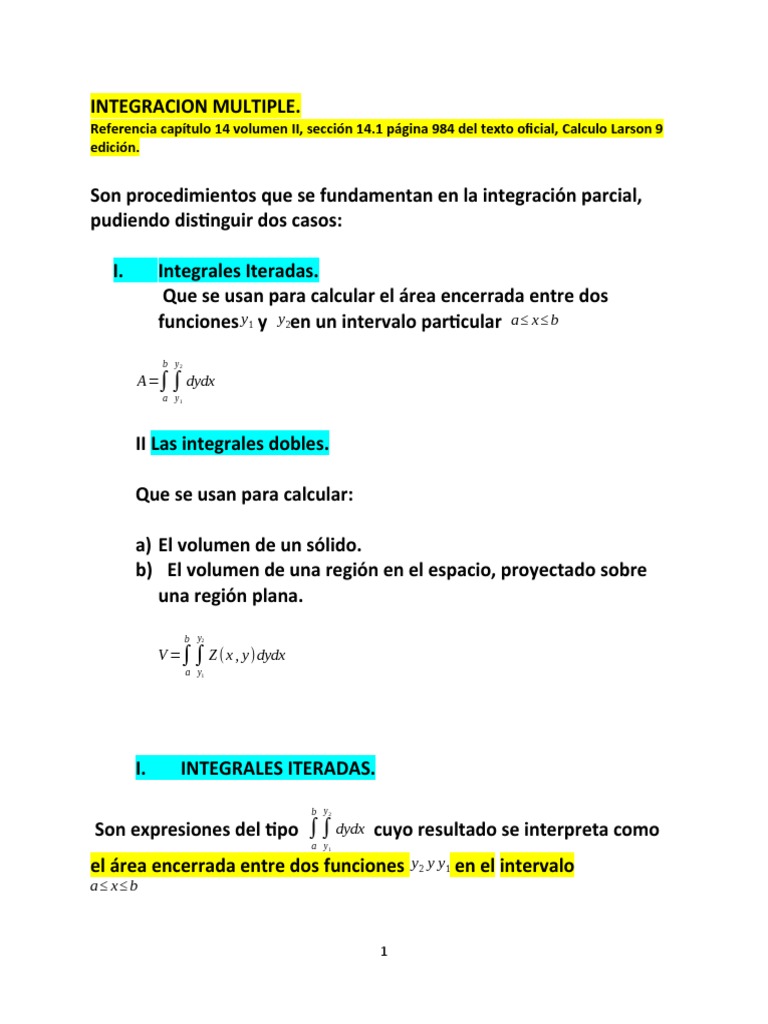 Integrales Iteradas | PDF | Integral | Funciones y mapeos