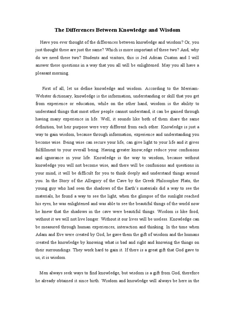The Differences Between Knowledge and Wisdom | Download Free PDF ...