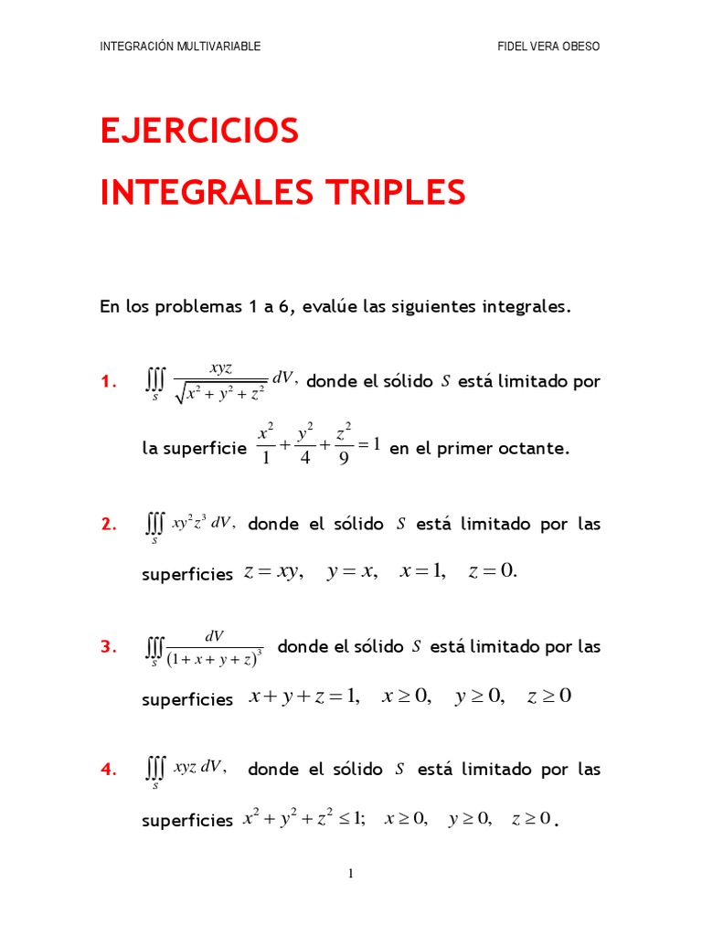 Práctica 2 Integrales Triples | Descargar gratis PDF | Integral | Esfera